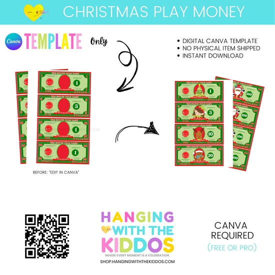 Christmas Play Money Template – Editable Holiday Printable for Kids