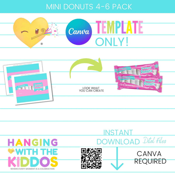 Mini Donuts Wrapper Template for 4-Pack and 6-Pack Treats