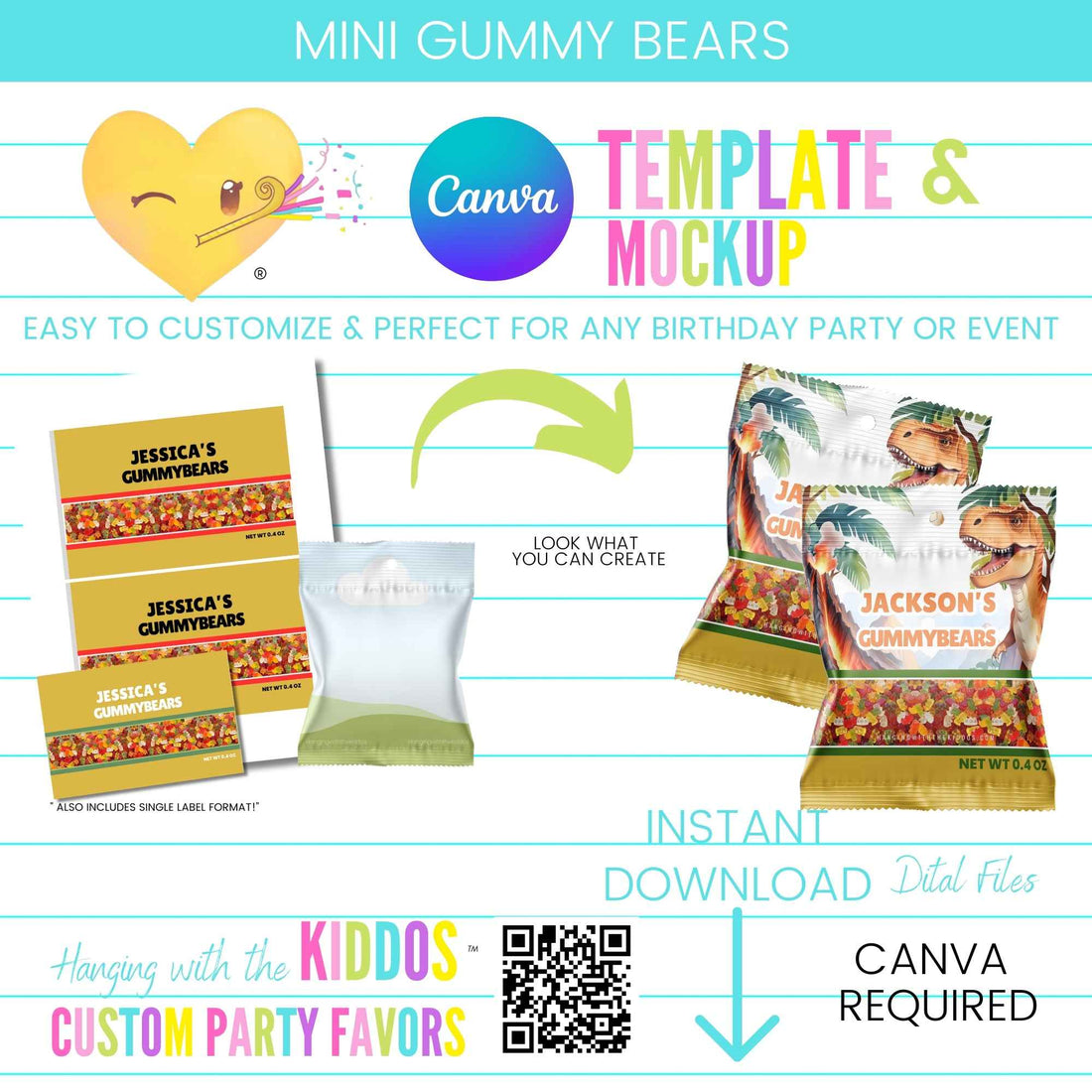 Mini Gummy Bears Template and Mockup – Hanging with the Kiddos