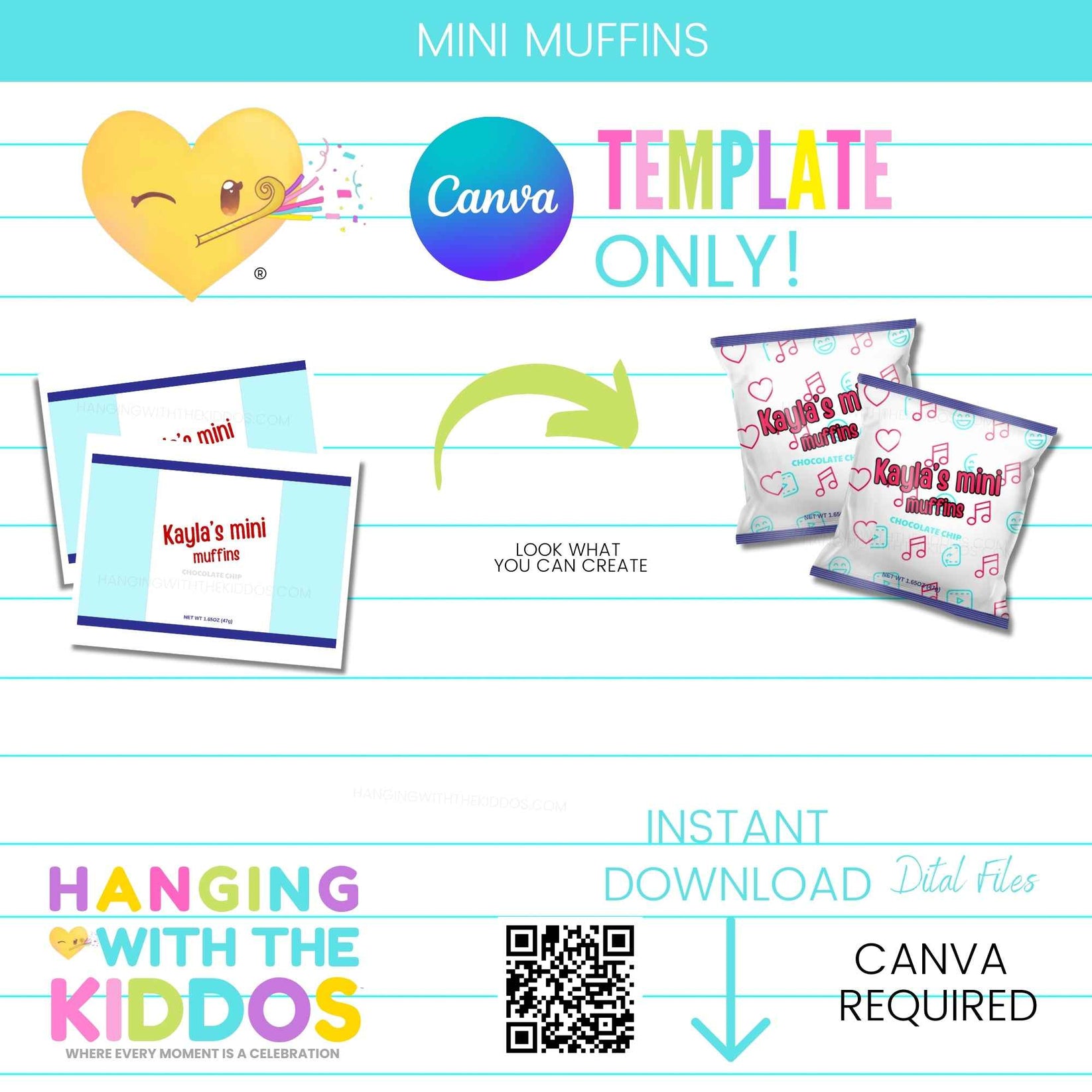 Mini Muffin Wrapper Template - Canva Editable Design for Custom Party ...